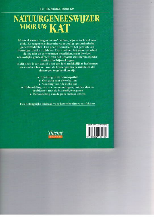 Natuurgeneeswijzer voor uw kat ? Dr. B. Rakow : Huisdieren