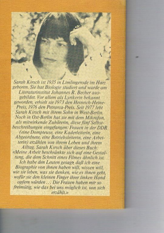 Die Pantherfrau ? Funf Frauen in der DDR ? Sarah Kirsch : Biografieen
