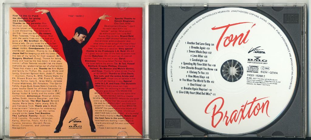 Toni Braxton Toni Braxton 13 nrs cd 1993 ZGAN : CD