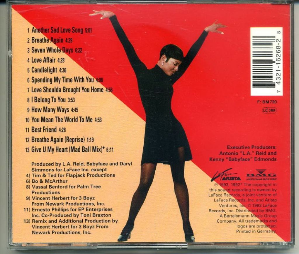 Toni Braxton Toni Braxton 13 nrs cd 1993 ZGAN : CD